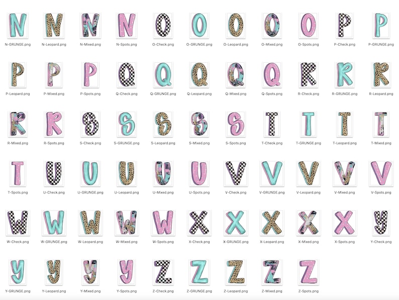 Funky Grunge Doodle Alpha PNG Bundle, Leopard, Checkered, Fun Alpha PNG ...