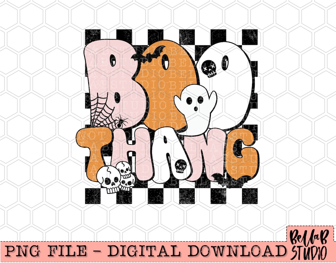 BOO Thang PNG Sublimation Design, Retro Halloween, Cute Boho Halloween ...