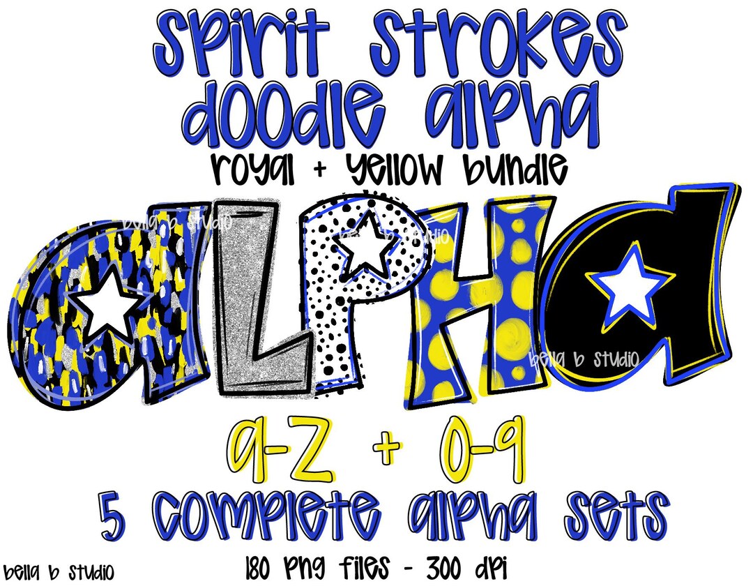 Royal and Yellow Spirit Doodle Alpha, Spots Alpha PNG, School Spirit ...