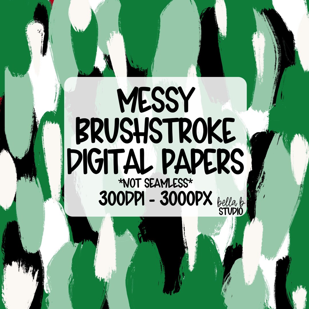 Green Messy Brushstroke Digital Paper, School Spirit, Messy Paint ...