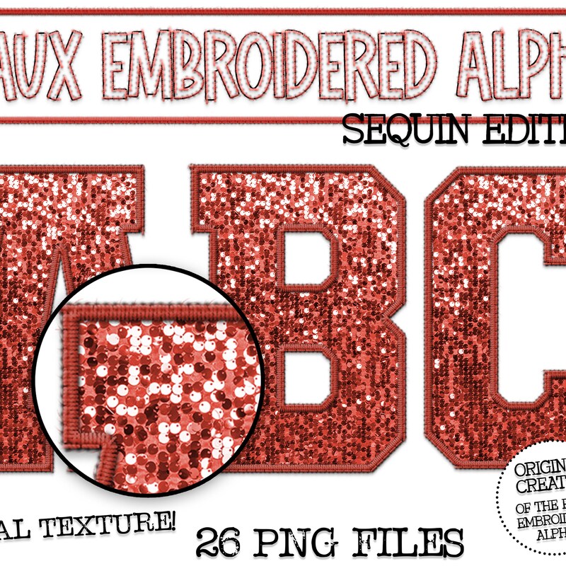 Red Sequin Patch Letters - Etsy