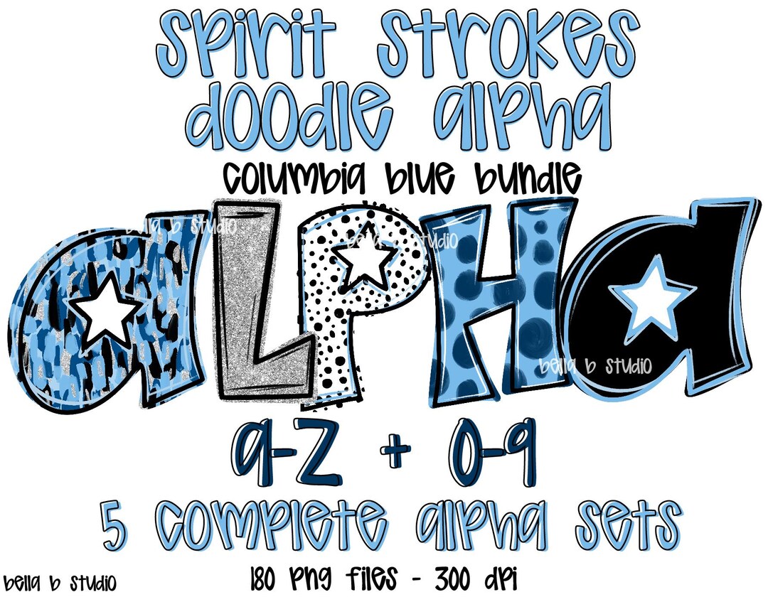 Columbia Blue Spirit Doodle Alpha, Spots Alpha PNG, School Spirit ...