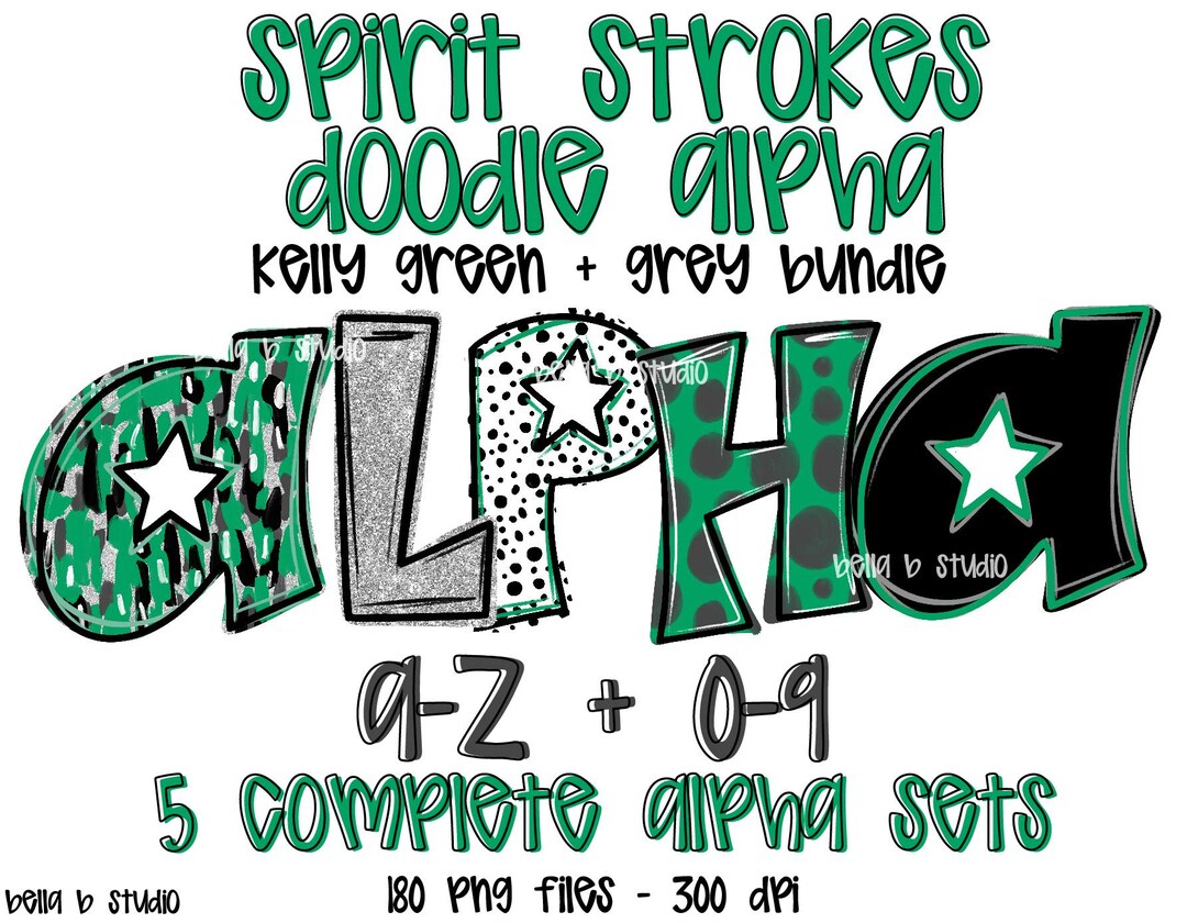 Kelly Green Grey Spirit Doodle Alpha, Spots Alpha PNG, School Spirit ...