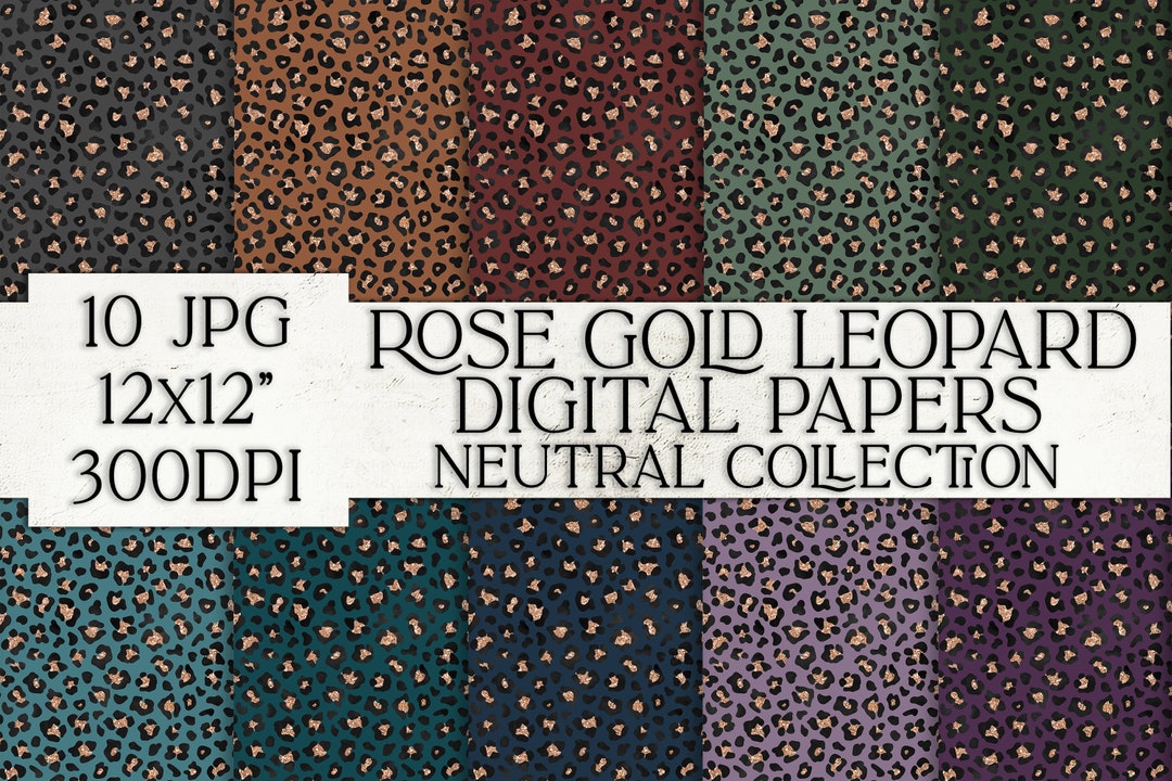 Rose Gold Leopard Print Digital Paper, Neutral, Leopard Digital Paper ...