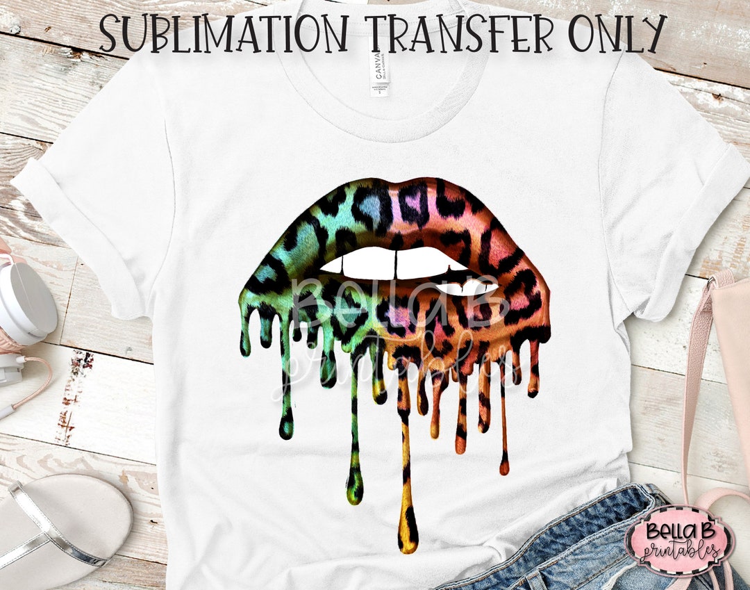 Dripping Lips Sublimation Transfer, Leopard Print, Leopard Lips ...