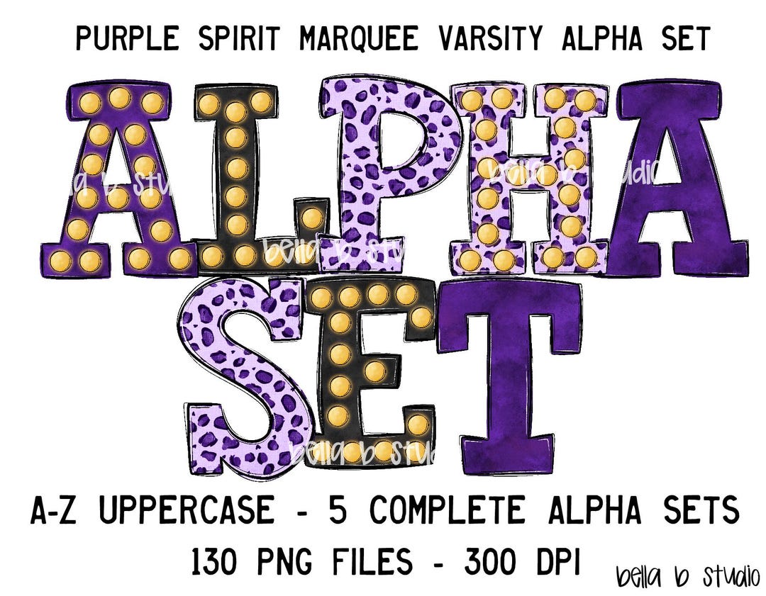 Purple Spirit Marquee Varsity Alpha PNG, School Spirit Alphabet ...
