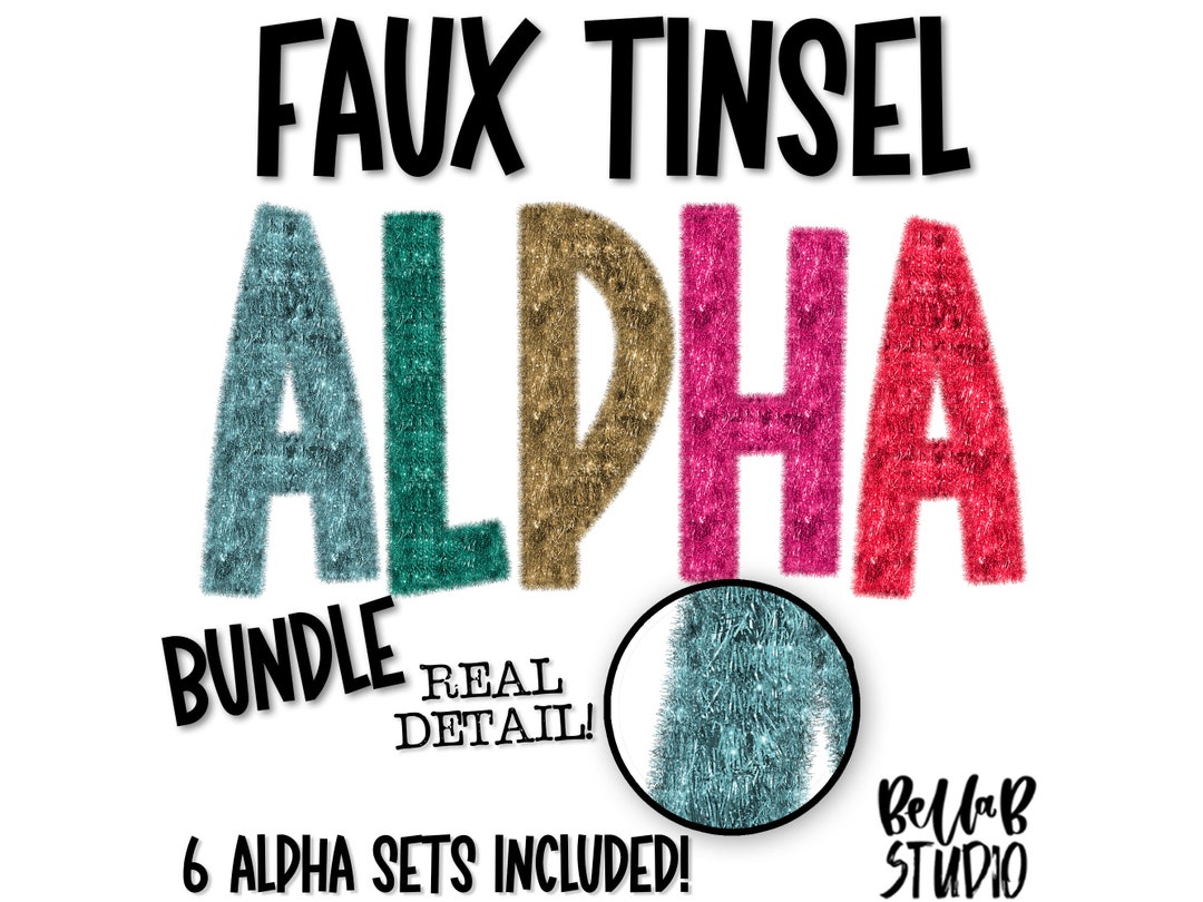 Faux Tinsel Alphabet Set, Tinsel Alpha PNG, Gold Tinsel, Tinsel Letters ...