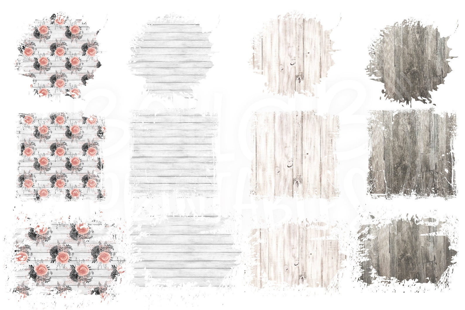Distressed Wood PNG Sublimation Background Bundle, Splashes, Grunge ...