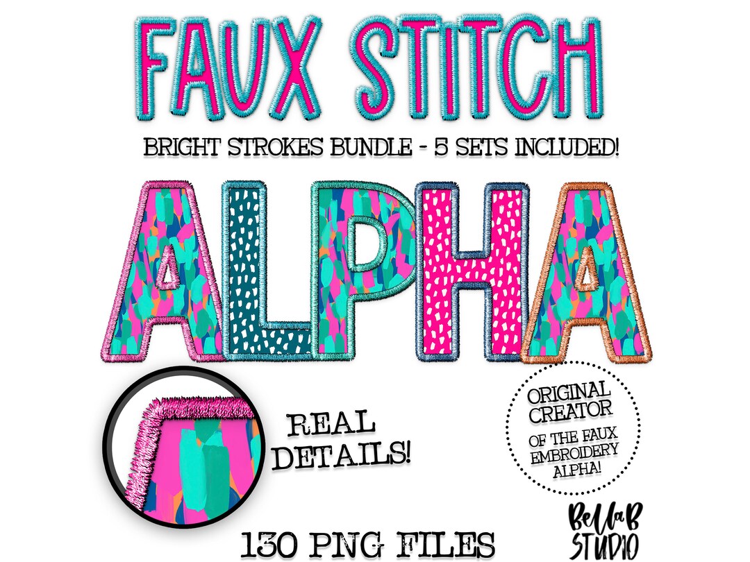 Stitch Alpha Bright Strokes Floral PNG Alpha Set, Bright Abstract ...