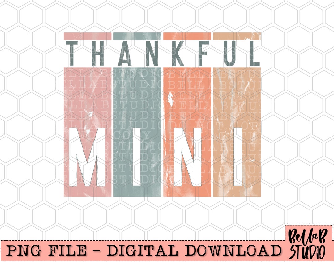 Thankful Mini Vintage 4 Panel PNG Sublimation Design, Vintage Retro ...