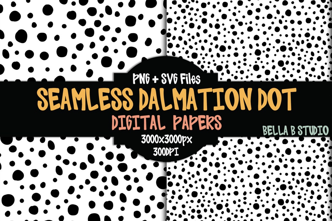 Seamless Dalmation Dot Digital Paper, Dalmatian Pattern PNG, Dalmatian ...