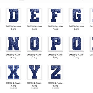 Faux Embroidered Sequin PNG Alphabet Set, Navy Blue Sequin,navy Faux ...