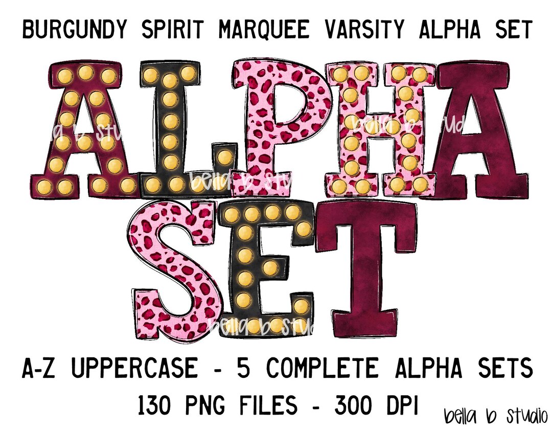Burgundy Spirit Marquee Varsity Alpha PNG, School Spirit Alphabet ...