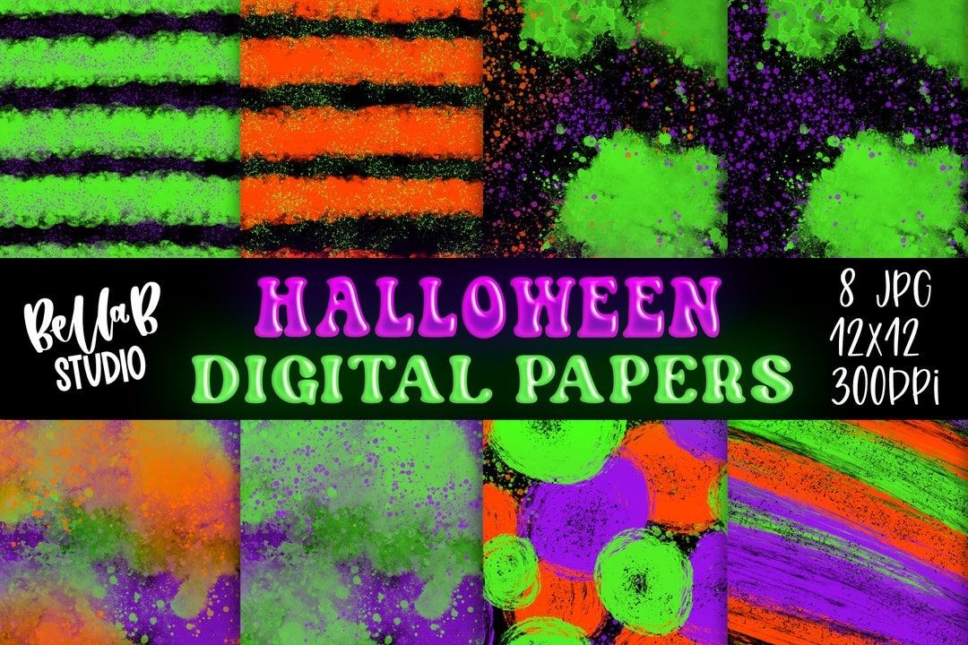 Halloween Digital Paper, Abstract, Watercolor, Splatter,digital Paper ...