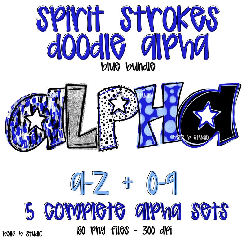Blue Spirit Doodle Alpha, Spots Alpha PNG, School Spirit Alphabet ...