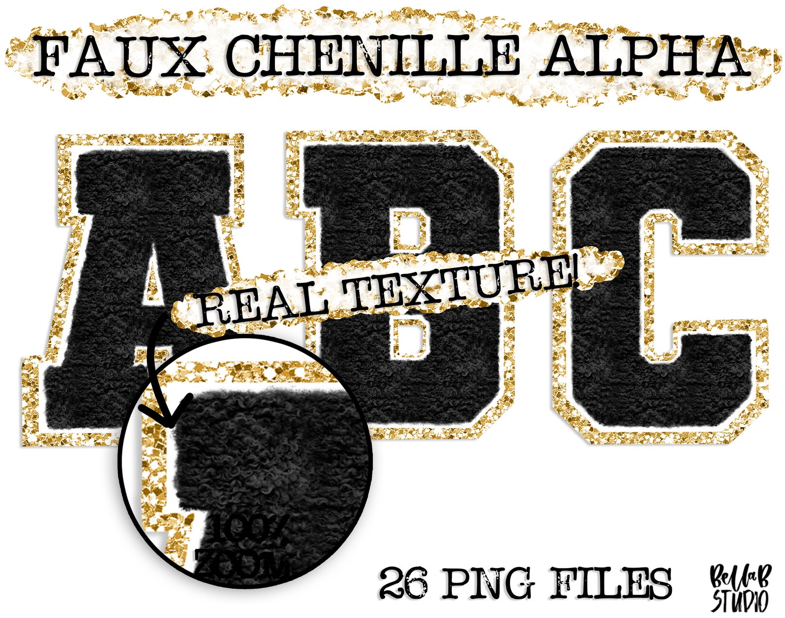 Faux Chenille PNG Alphabet Set Black Chenille Sublimation | Etsy