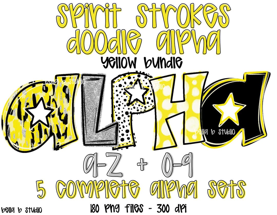 Yellow Spirit Doodle Alpha, Spots Alpha PNG, School Spirit Alphabet ...