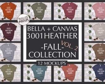 Autumn Bella Canvas Mockup Bundle, 3001 Heather, Fall, Bella Canvas ...