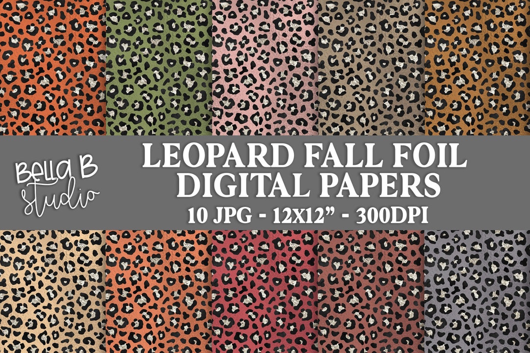 Fall Leopard Print Digital Paper, Autumn Digital Paper, Fall Pattern ...
