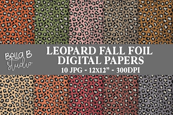 Fall Leopard Print Digital Paper Autumn Digital Paper Fall | Etsy