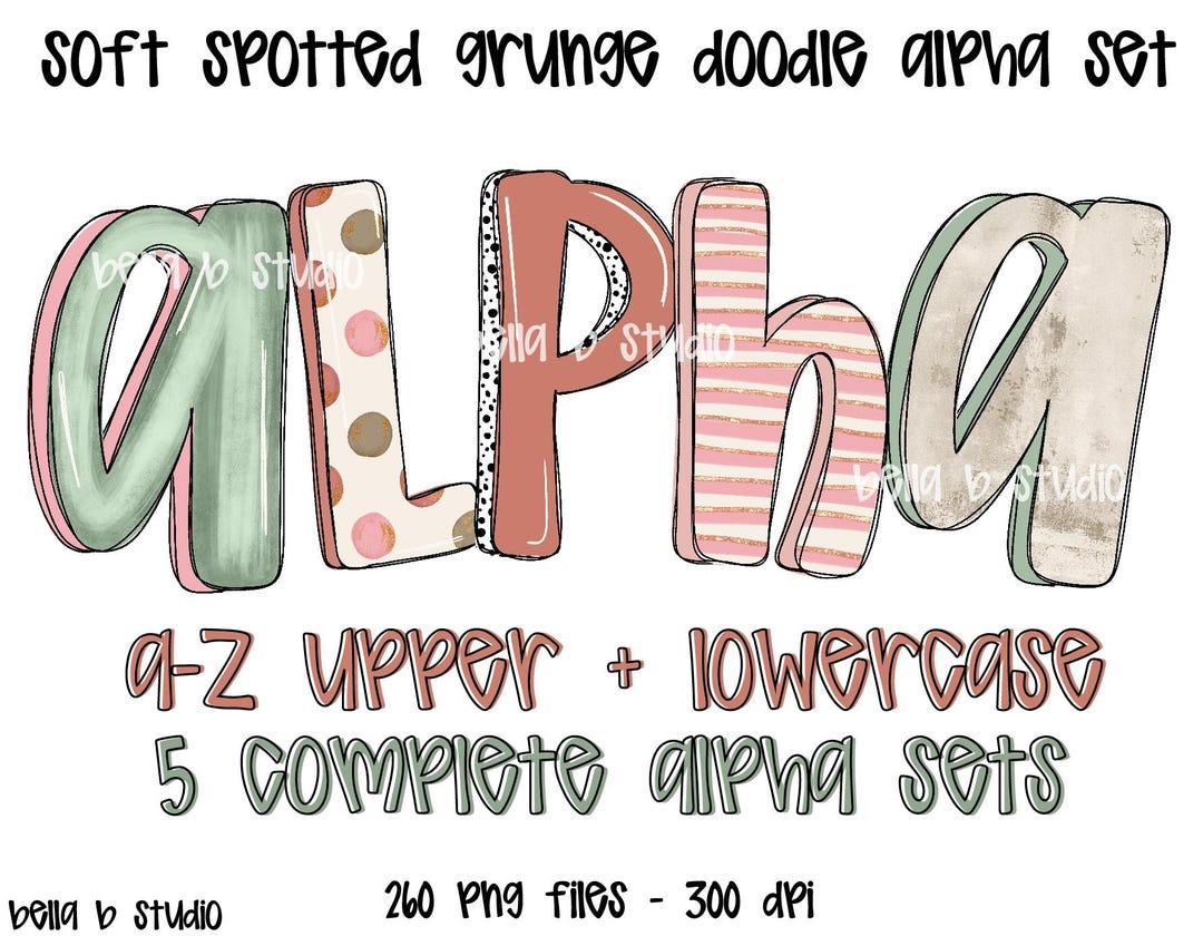 Soft Polka Grunge Doodle Alpha PNG Bundle, Grunge, Fun Alpha PNG ...