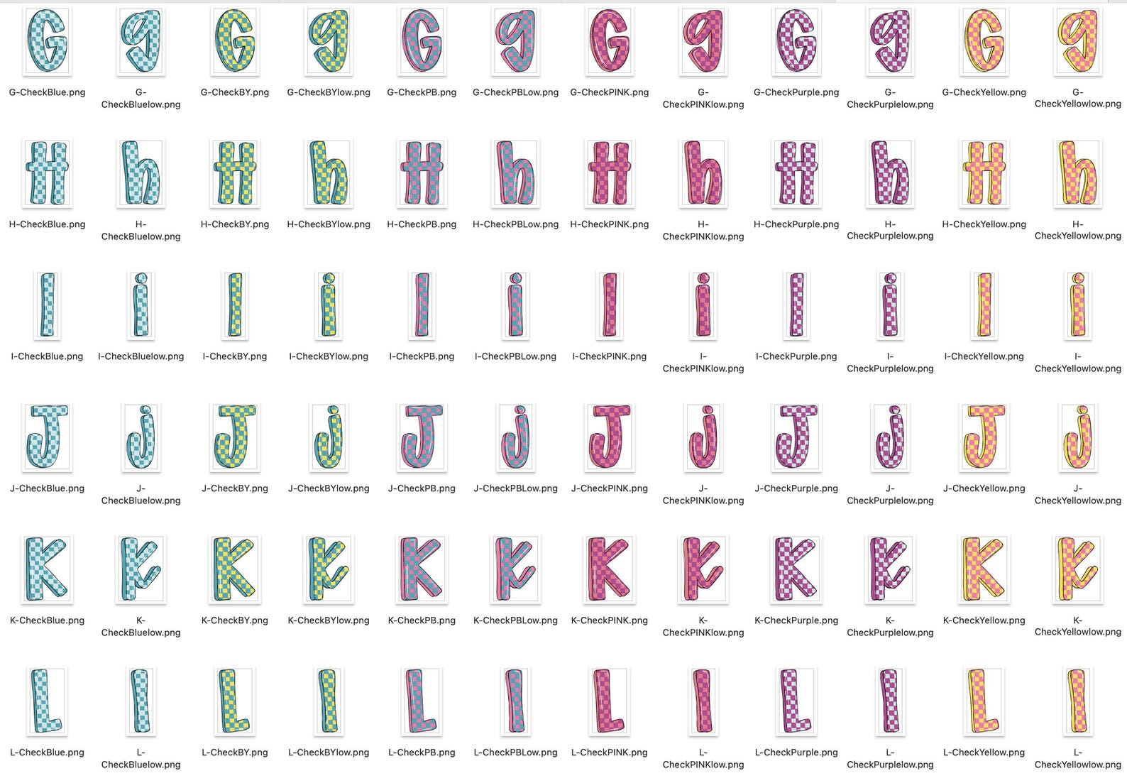 Preppy Neon Checker Doodle Alpha PNG Bundle, Bright Fun Alpha PNG ...