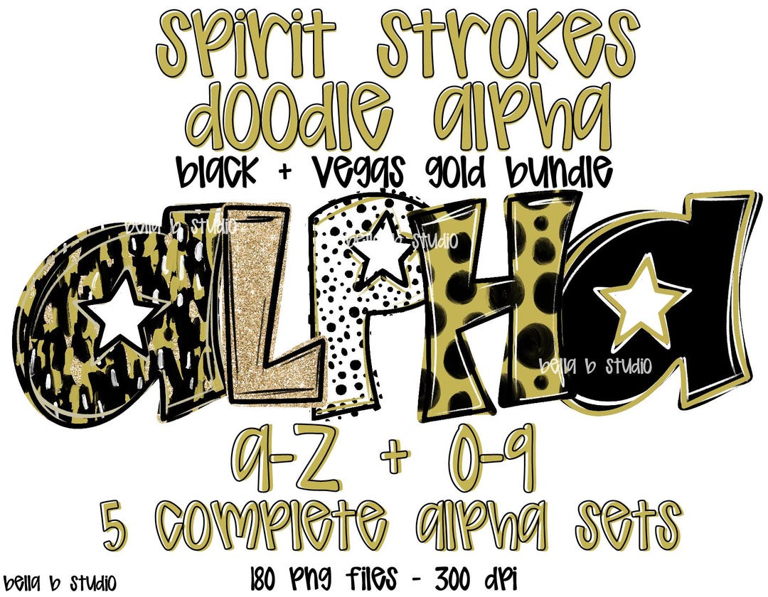 Black Vegas Gold Spirit Doodle Alpha, Spots Alpha PNG, School Spirit ...