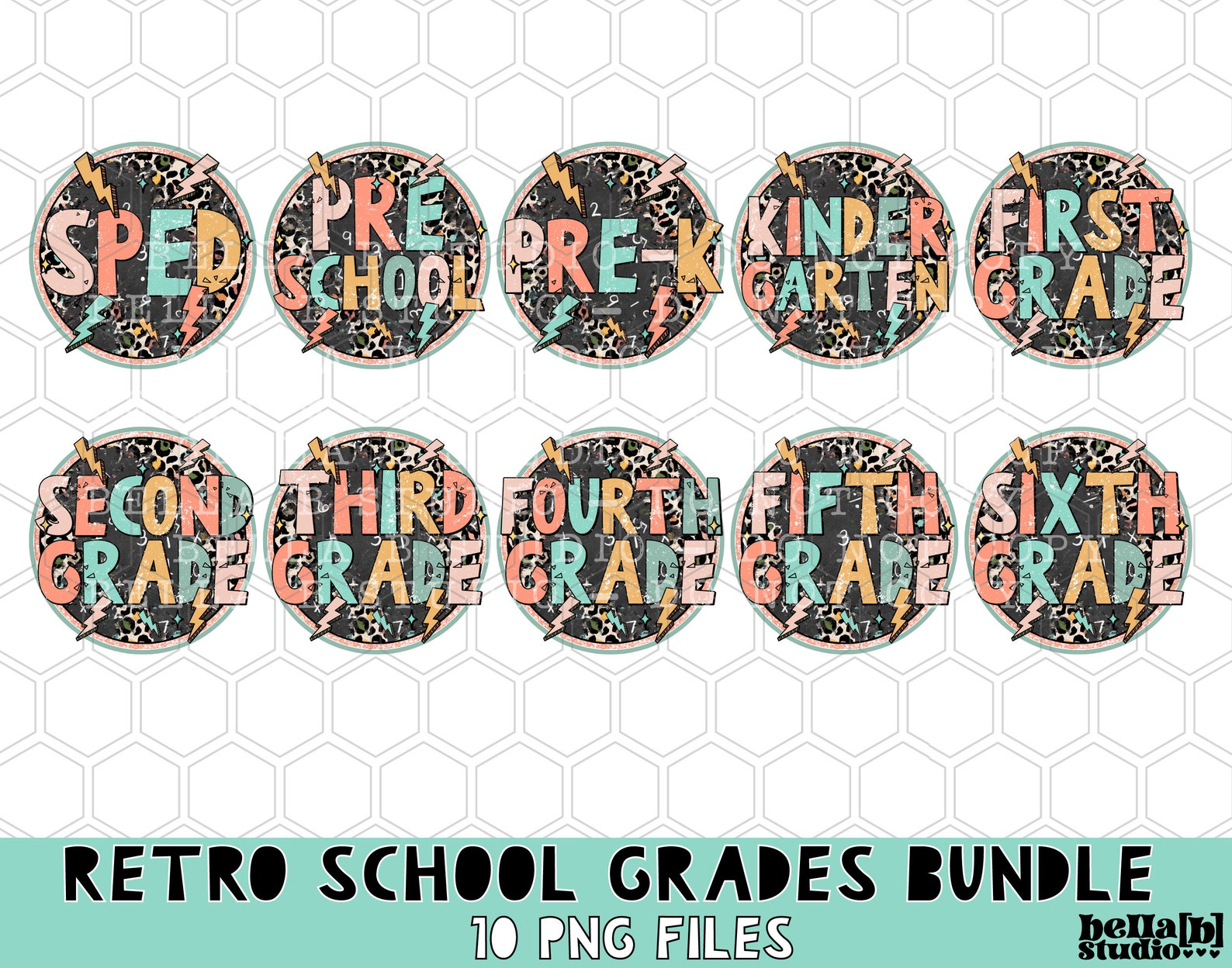 Retro Boho School Grades PNG Sublimation Design, School Bundle, Leopard ...
