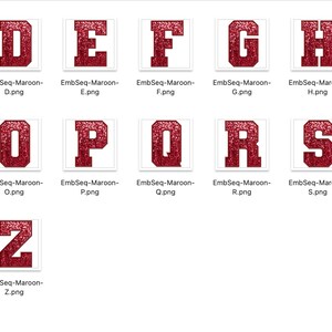 Faux Embroidered Sequin PNG Alphabet Set, Maroon Sequin,maroon Faux ...