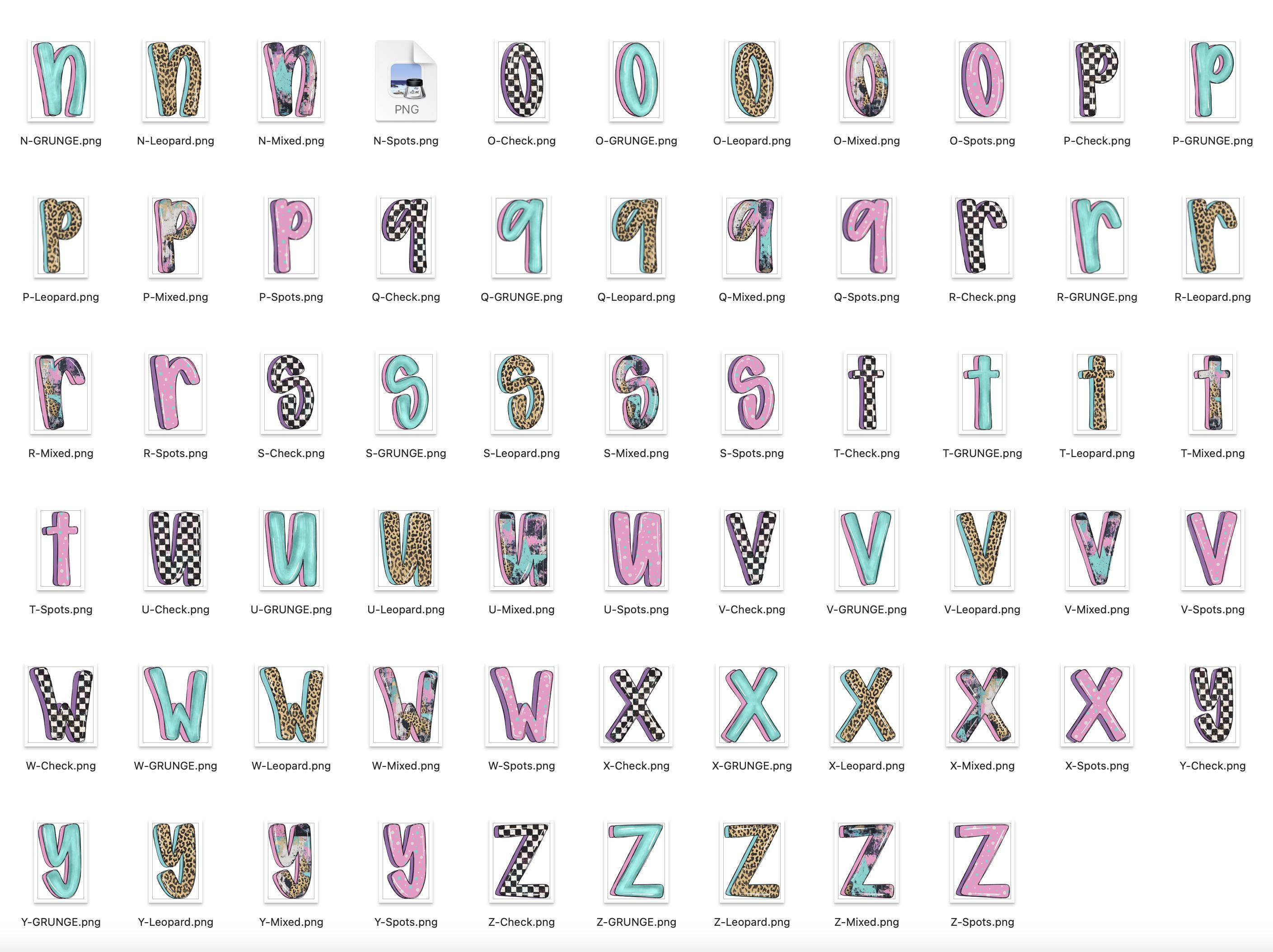 Funky Grunge Doodle Alpha PNG Bundle, Leopard, Checkered, Fun Alpha PNG ...