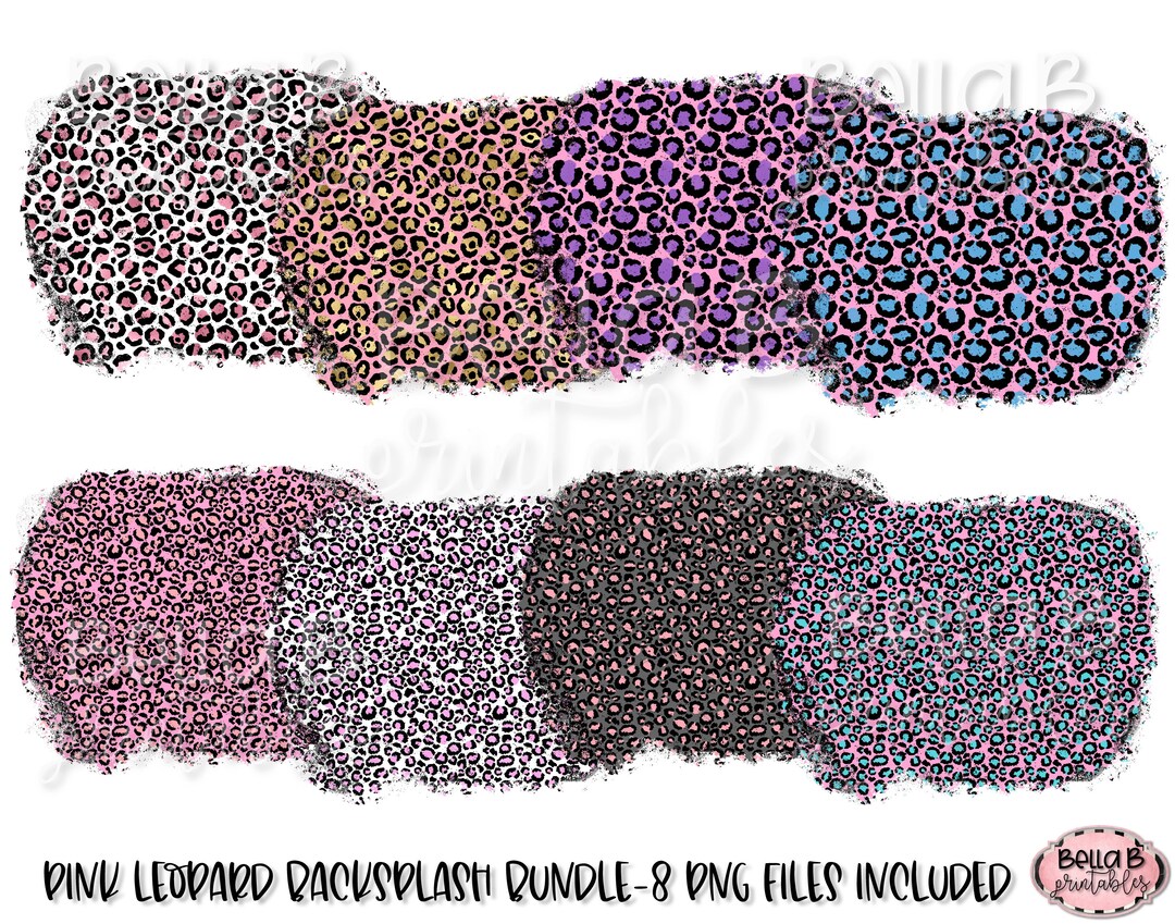 Pink Leopard Print PNG Background Bundle, Sublimation Frames, Leopard ...
