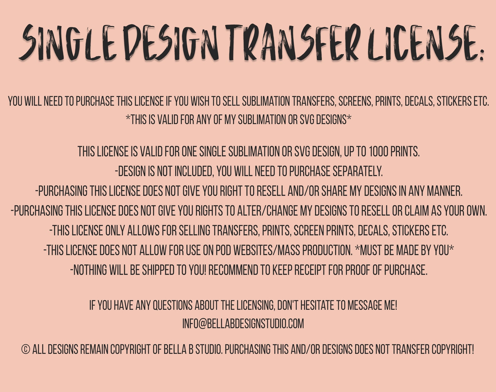 Sublimation Transfer License / Single Design Transfer License - Etsy