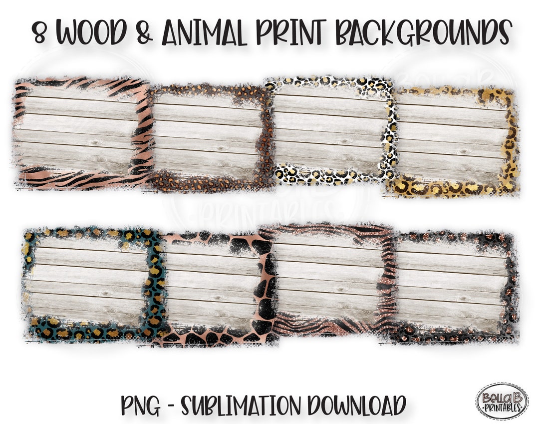 Animal Print Wood Sublimation PNG Background Bundle, Leopard, Zebra ...