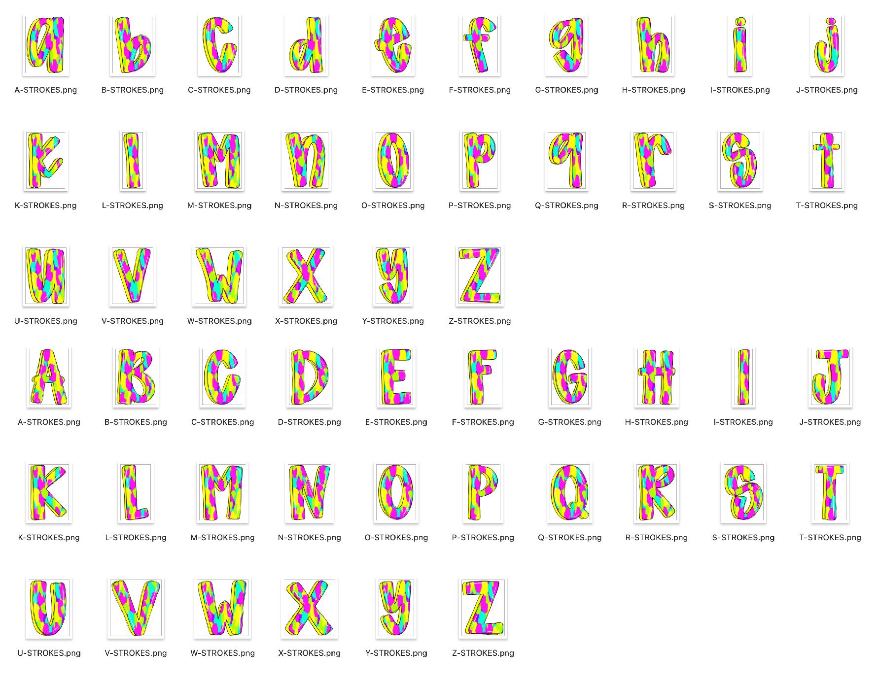 Neon Doodle Alpha PNG Bundle, Grunge, Fun Alpha PNG, Alphabet, Doodle ...