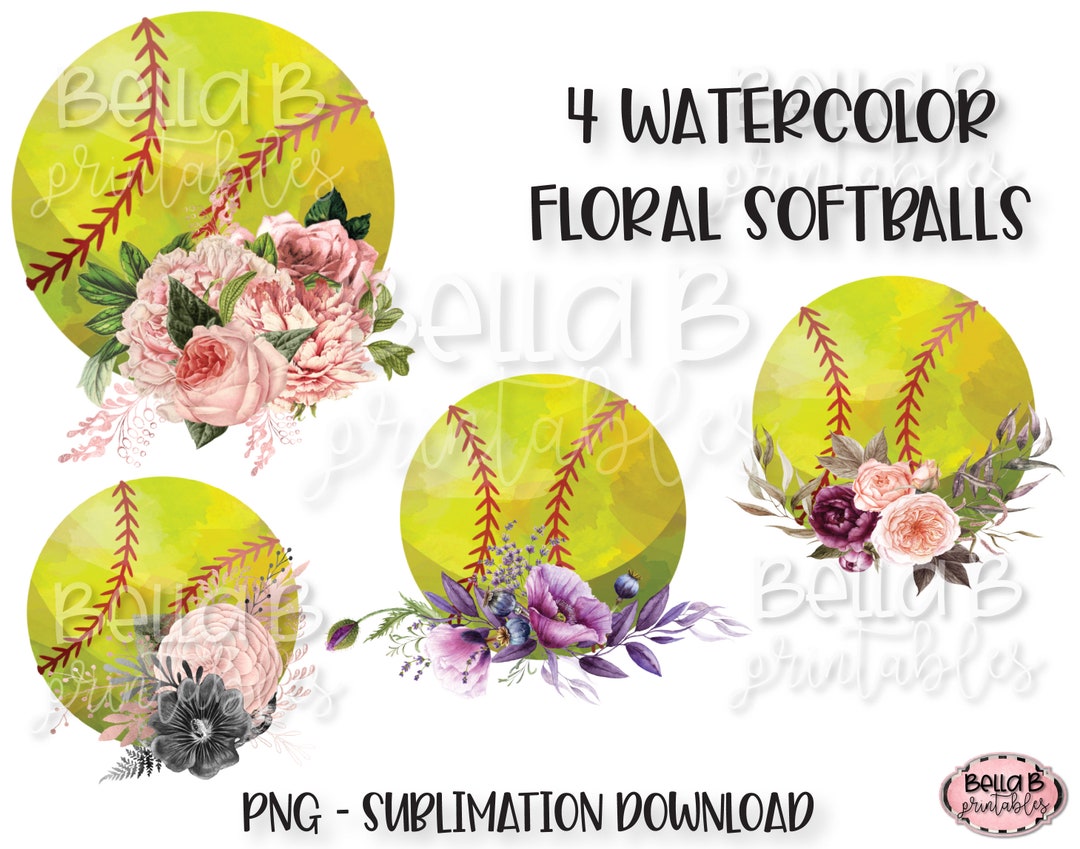 Softball Sublimation Bundle, Floral Softball Sublimation, Sports PNG ...