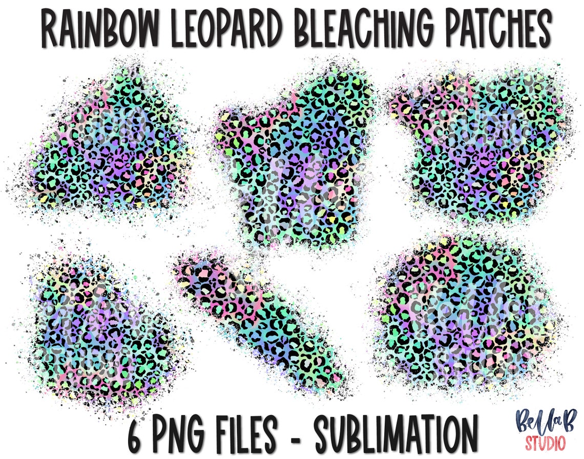 Rainbow Leopard Print Sublimation Patches Bleached Shirt - Etsy