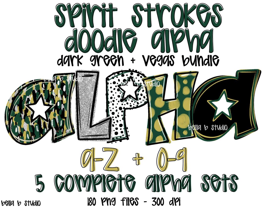 Green Vegas Gold Spirit Doodle Alpha, Spots Alpha PNG, School Spirit ...