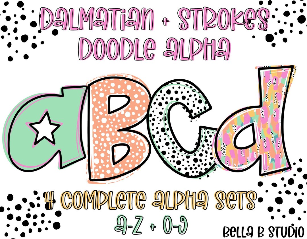 Pastel Dalmatian and Strokes Doodle Alpha, Spots Alpha, Dotted Alpha ...