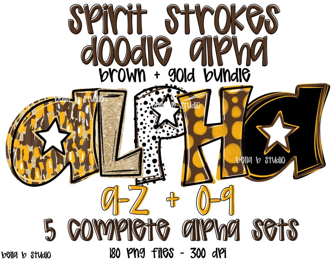 Brown Gold Spirit Doodle Alpha, Spots Alpha PNG, School Spirit Alphabet ...
