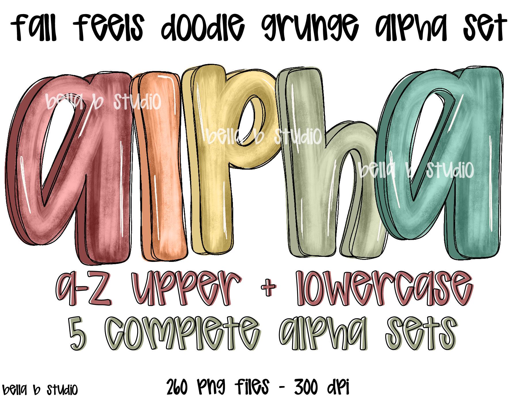 Fall Doodle Alpha PNG Bundle, Grunge, Autumn Alpha PNG, Alphabet ...
