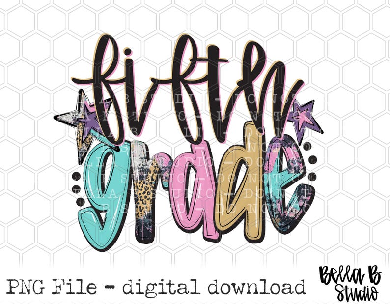 Cute Starry Grunge School Grades PNG Design Bundle, School PNG Bundle ...