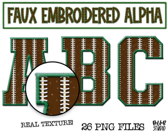 Football Faux Embroidered PNG Alphabet Set Sublimation - Etsy
