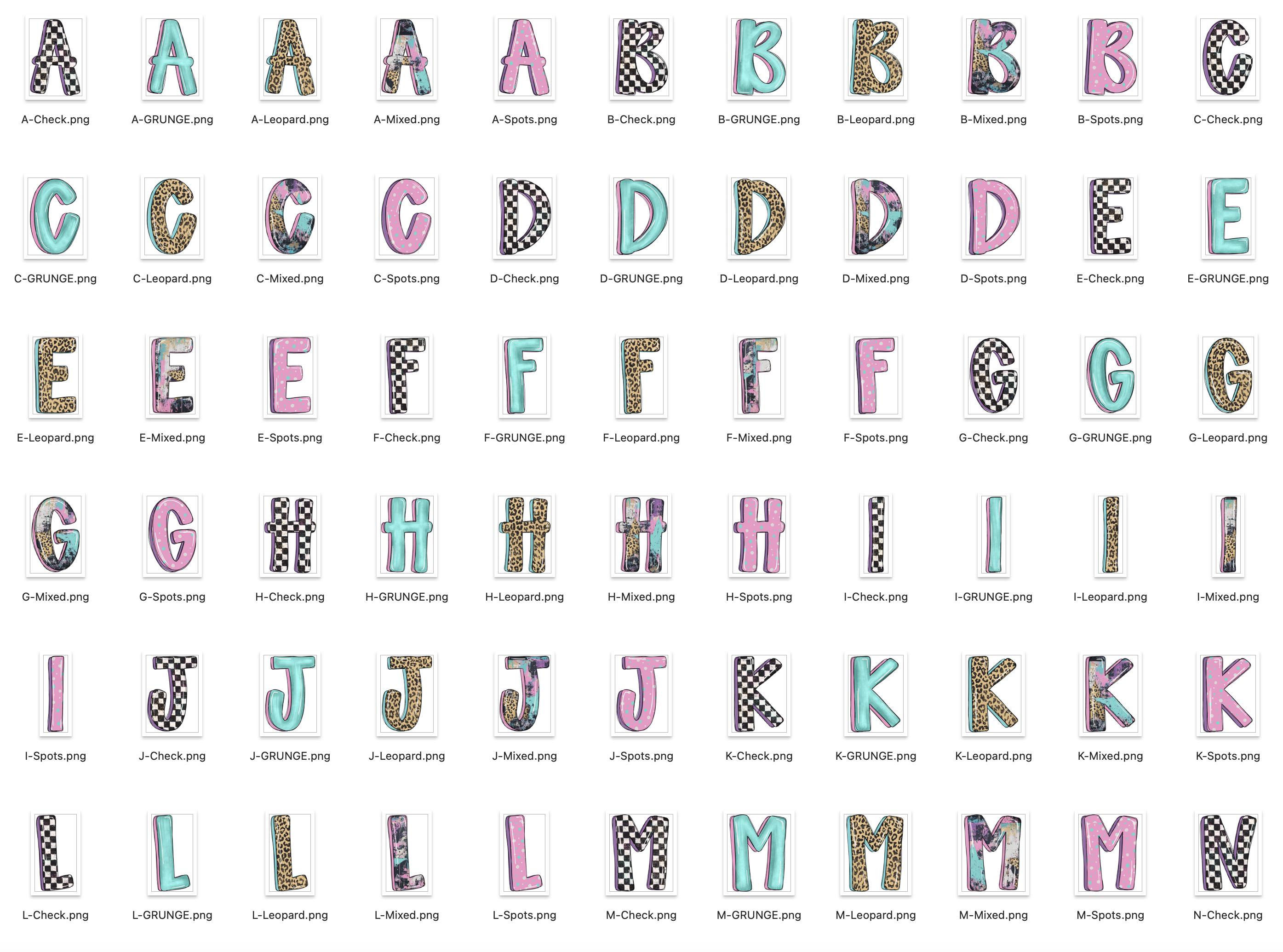 Funky Grunge Doodle Alpha PNG Bundle, Leopard, Checkered, Fun Alpha PNG ...