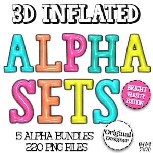 3D Inflated PNG Alphabet Set, Bright Alpha, Bubble Puffy Alphabet, 3D ...