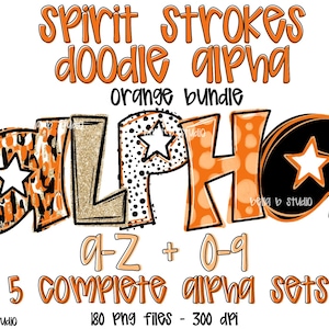 Orange Spirit Doodle Alpha, Spots Alpha PNG, School Spirit Alphabet ...
