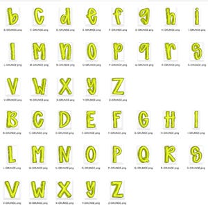 Bright Doodle Alpha PNG Bundle, Grunge, Fun Alpha PNG, Alphabet, Doodle ...