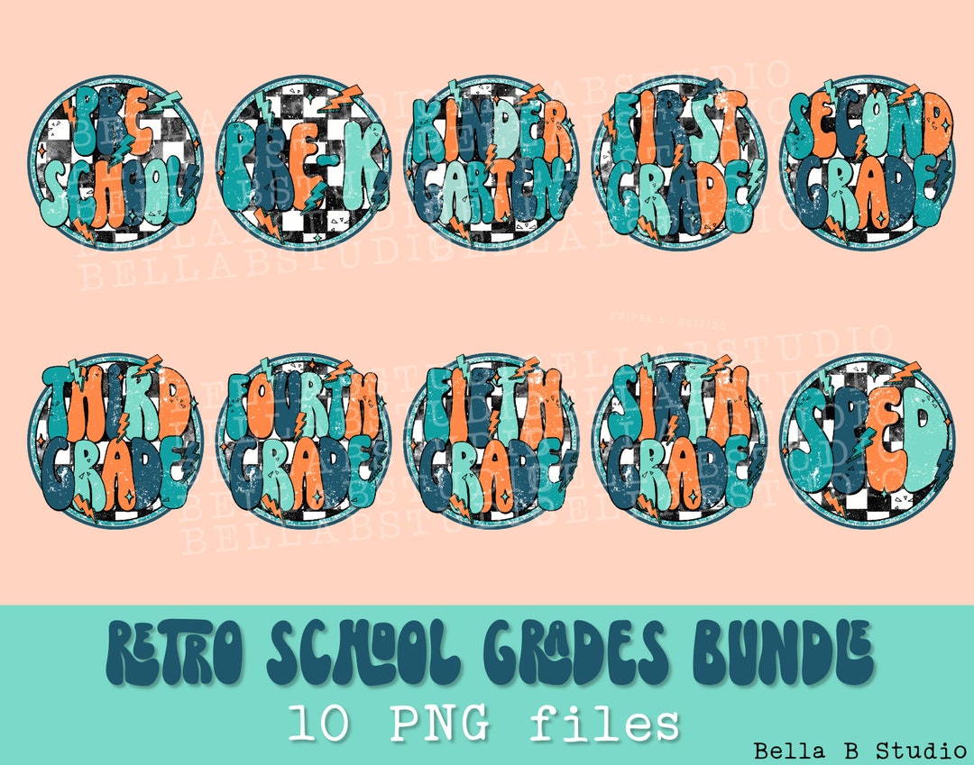 Retro Boho School Grades PNG Sublimation Design, School Bundle ...