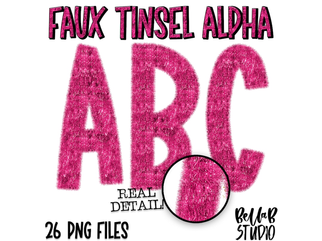 Faux Tinsel Alphabet Set, Tinsel Alpha PNG, Pink Tinsel, Tinsel Letters ...