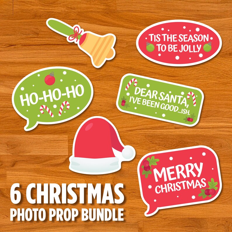 Christmas Photo Props | Festive Phrases | Foamboard Cutouts | Holiday ...