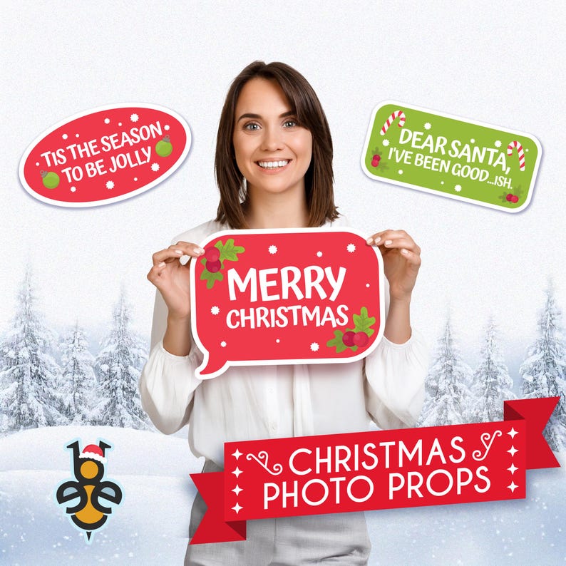 Christmas Photo Props | Festive Phrases | Foamboard Cutouts | Holiday ...